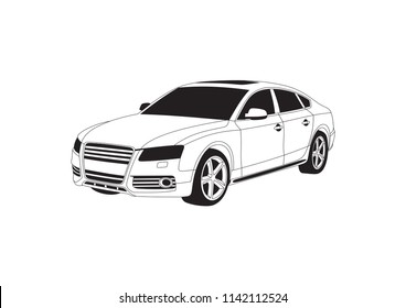 Vector Layout Vehicle Sedan Audi A3 Stock Vector (Royalty Free) 1142110421