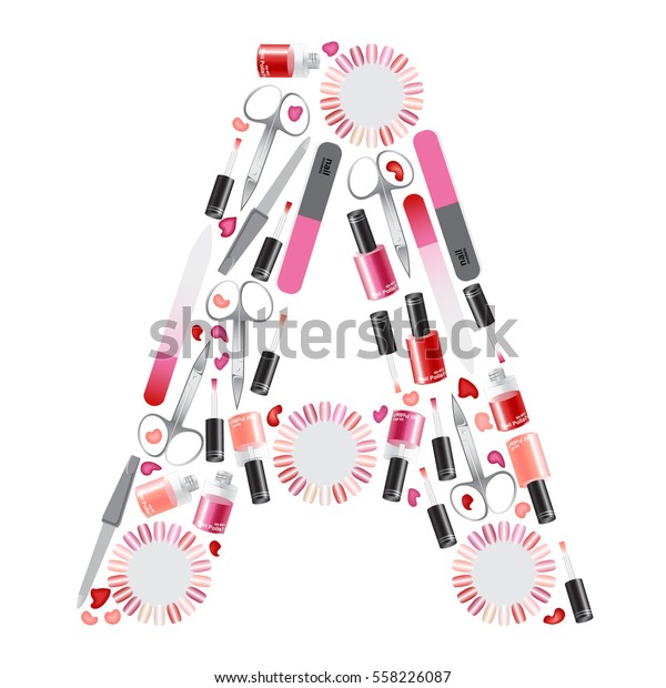 Vector Letter Different Manicure Tools Cosmetics Stock Vector (Royalty ...