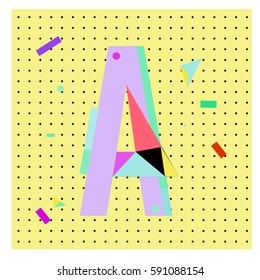 Vector Letter Memphis Style Geometrical Color Stock Vector (Royalty ...