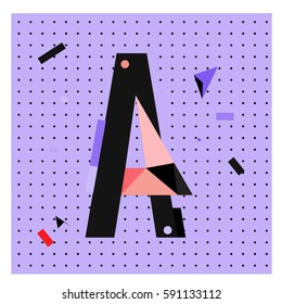 Vector Letter Memphis Style Geometrical Color Stock Vector (Royalty ...