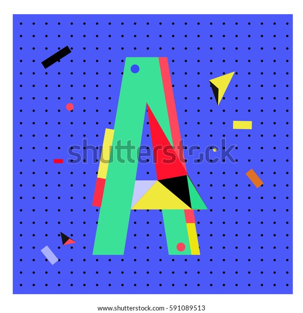 Vector Letter Memphis Style Geometrical Color Stock Vector (Royalty ...