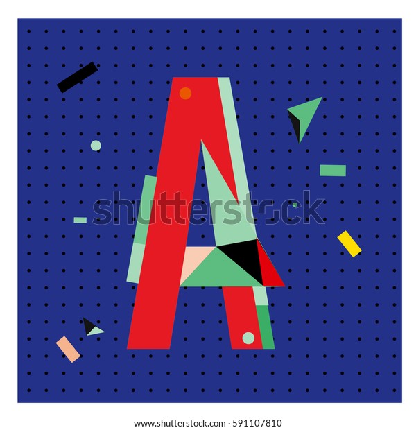 Vector Letter Memphis Style Geometrical Color Stock Vector (Royalty ...