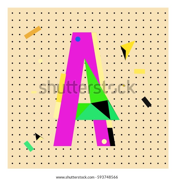 Vector Letter Memphis Style Geometrical Color Stock Vector (Royalty ...