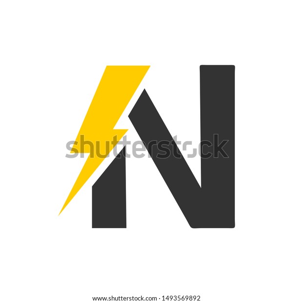 Vector Letter N Logo Lightning Stock Vector (Royalty Free) 1493569892 ...