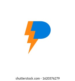Vector Letter P Thunder Energy Simple Stock Vector (Royalty Free ...