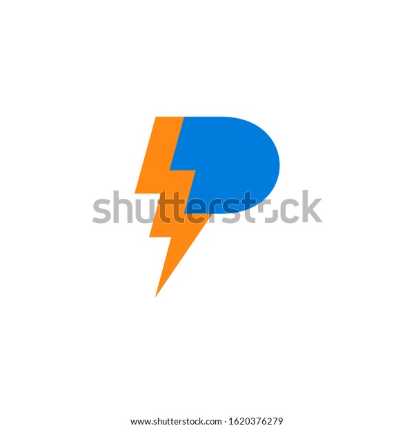 Vector Letter P Thunder Energy Simple Stock Vector (Royalty Free ...
