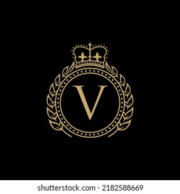 Vector Letter V Logo Circle Crown Stock Vector (Royalty Free ...
