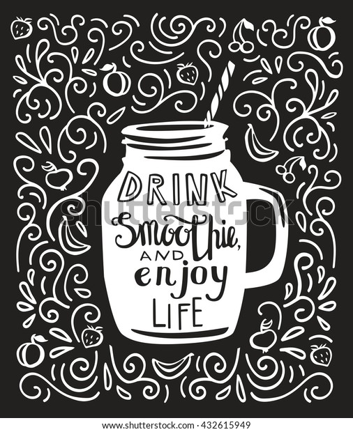 Vector Lettering Illustration Smoothie Black White Stock Vector ...