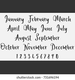 Vector Lettering Months Names Set Cute Stock Vector (Royalty Free ...