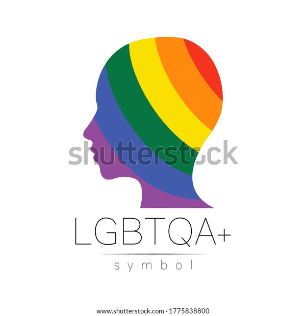 Vector LGBTQA logo symbol. Pride flag background. Icon for gay, lesbian ...