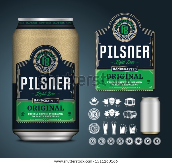 Vector Light Beer Label Realistic Aluminium Stock Vector (Royalty Free ...