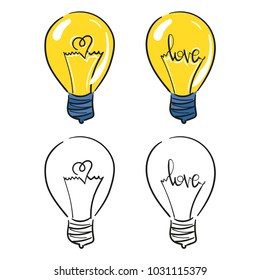 Vector Light Bulb Symbol Heart Love Stock Vector (Royalty Free ...