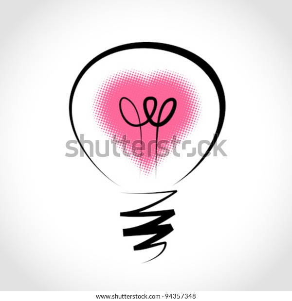 Vector Light Bulb Symbol Heart Symbol: vector de stock (libre de ...