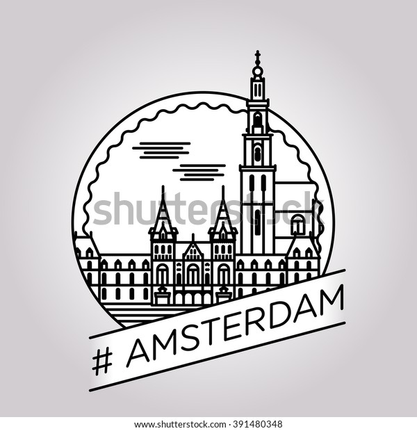 Vector Line Amsterdam Badge Stock Vector (Royalty Free) 391480348 ...