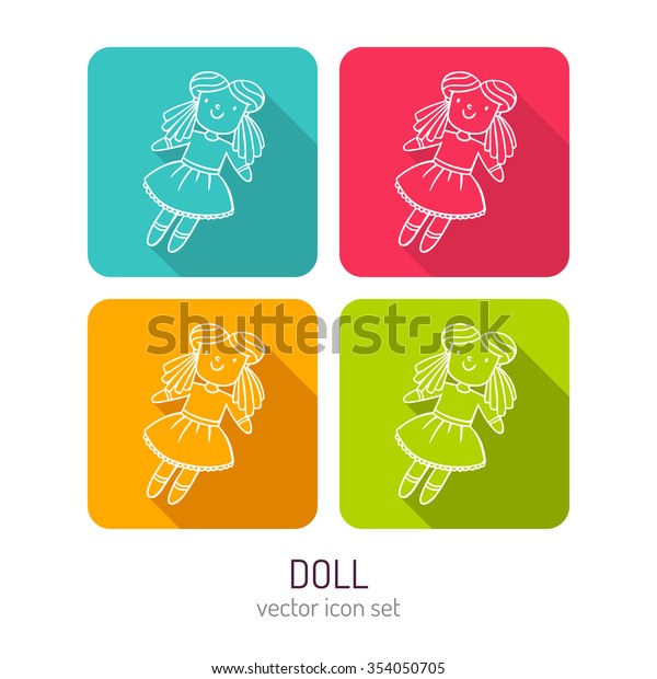 Vector Line Art Doll Icon Set Stock Vector (Royalty Free) 354050705 ...