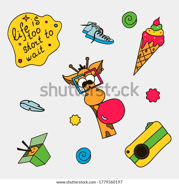 Vector Line Art Doodle Cartoon Set Stock Vector (Royalty Free ...