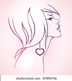 Vector Line Art Girl Stock Vector (Royalty Free) 87890746 | Shutterstock