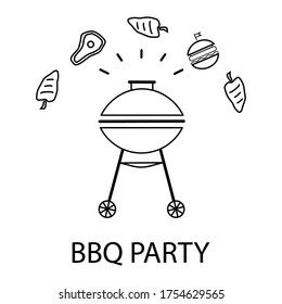Vector Line Art Illustration Bbq Eps Stock Vector (Royalty Free ...