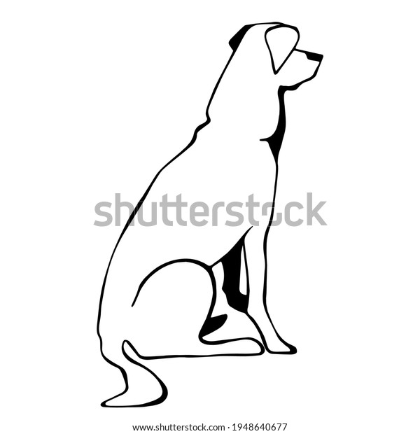 Vector Line Art Illustration Big Dog Stock Vector (Royalty Free ...