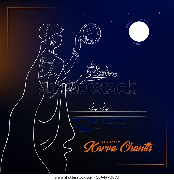 Vector Line Art Illustration Indian Woman Stock Vector (Royalty Free ...