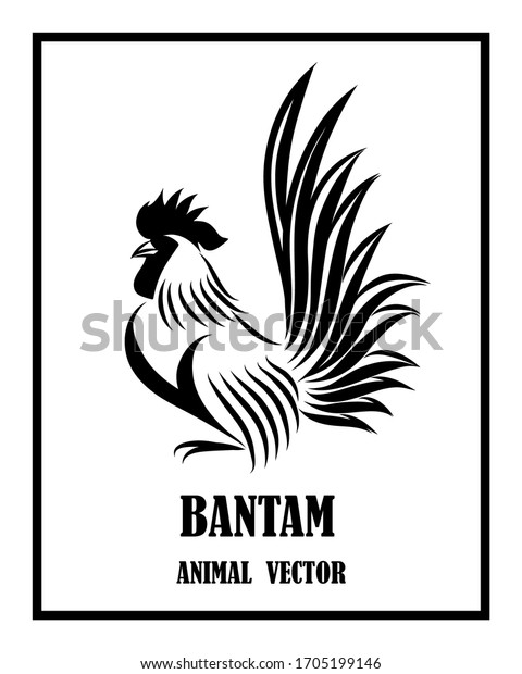 Vector Line Art Illustration logo of a bantam. It is standing. It is ...