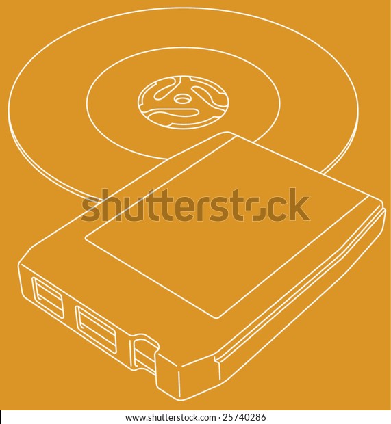 Vector Line Art Illustration Retro 8track Stock Vector (Royalty Free ...