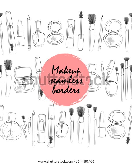 Vector Line Art Makeup Illustration Beauty Stock Vector (Royalty Free ...