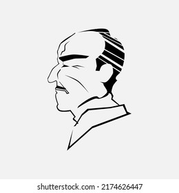 Vector Line Art Old Man Slickback Stock Vector (Royalty Free ...