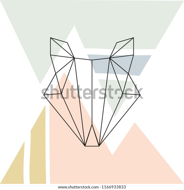 Vector Line Art Polygonal Fox Face Stock Vector (Royalty Free ...