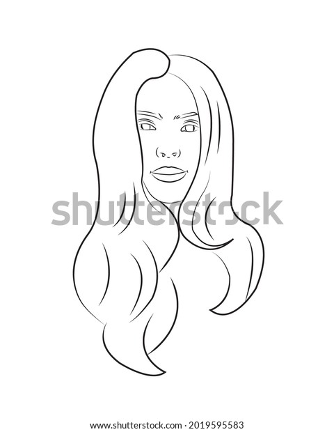 Vector Line Art Young Trendy Sassy Stock Vector (Royalty Free ...