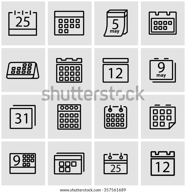 Vector Line Calendar Icon Set Stock Vector (Royalty Free) 357561689 ...