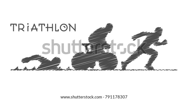 Vector Line Design Concept Triathlon Linear Stock Vector (Royalty Free ...