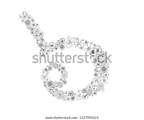 Vector Line Drawing Flower Thai Number Stock Vector (Royalty Free ...