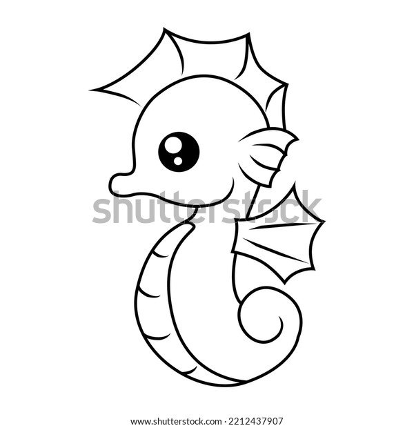 Vector Line Drawing Forming Seahorse Icon Stock Vector (Royalty Free ...