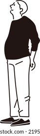 Vector Line Drawing Middleaged Man Looking Stock Vector (Royalty Free ...