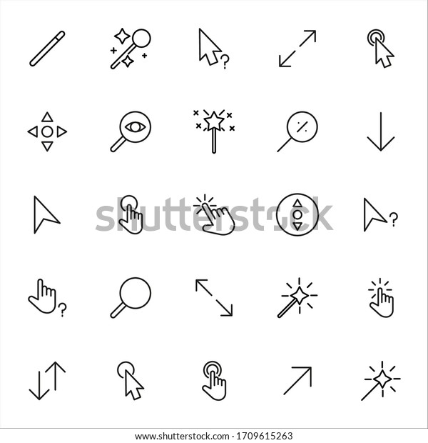 Vector Line Icons Collection Cursors Vector Stock Vector (Royalty Free ...