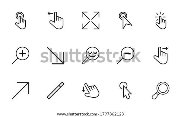 Vector Line Icons Collection Cursors Vector Stock Vector (Royalty Free ...