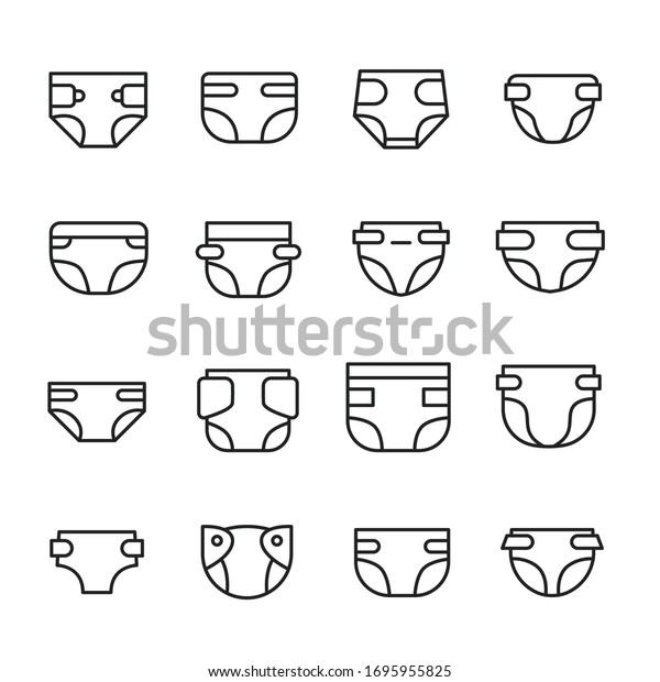 Vector Line Icons Collection Diaper Vector Stock Vector (Royalty Free ...