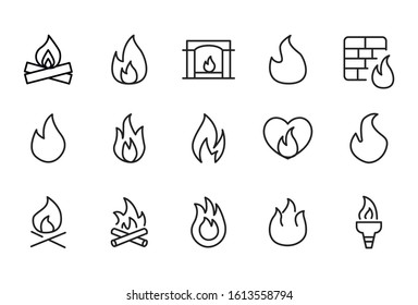 Vector Line Icons Collection Fire Vector: เวกเตอร์สต็อก (ปลอดค่า ...