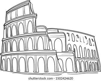 Colosseum Black Outline Paint On White Stock Vector (Royalty Free ...