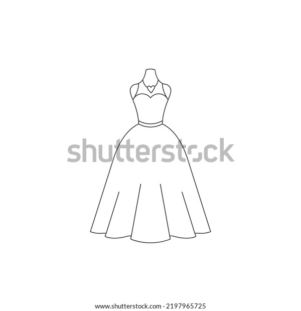 Vector Line Illustration Silhouettes Classic Dress Stock Vector ...