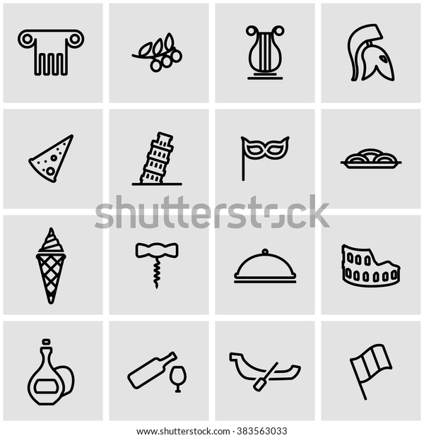 Vector Line Italian Icon Set Stock Vector (Royalty Free) 383563033