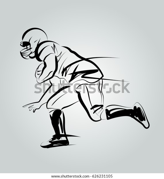 Vector Line Sketch Player American Football Stock Vector (Royalty Free ...
