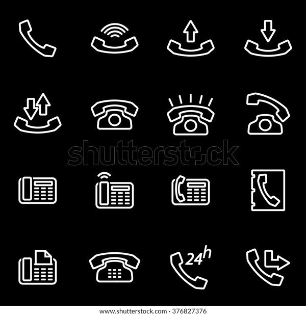 Vector Line Telephone Icon Set Stock Vector (Royalty Free) 376827376 ...