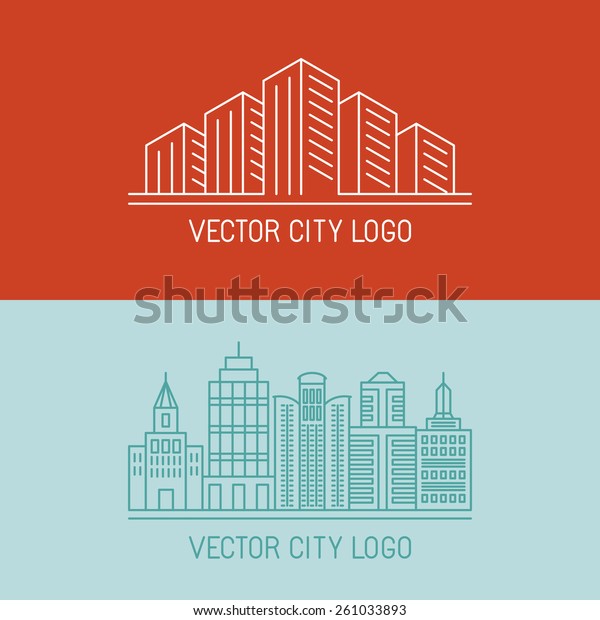 Vector Linear City Logo Concepts Urban Stock Vector (Royalty Free ...