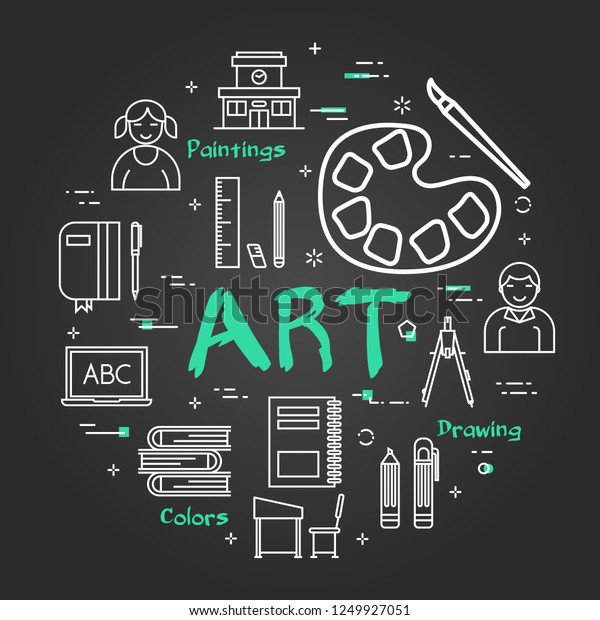 Vector Linear Round Concept Art School 库存矢量图(免版税)1249927051 | Shutterstock Vector Linear Round Concept Art School 库存矢量图(免版税)1249927051 | Shutterstock