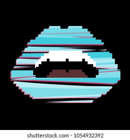 Vector Lips Open Mouth Pixel Art: Stock-Vektorgrafik (Lizenzfrei ...