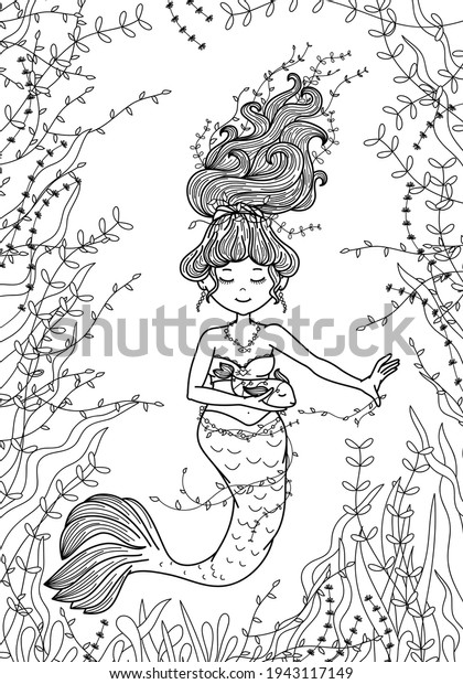 Vector Little Mermaid Fish Coloring Page Stock Vector (Royalty Free ...