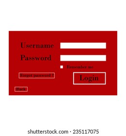 Vector Login Form On Red Background Stock Vector (Royalty Free ...