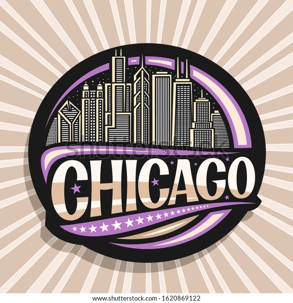 Vector Logo Chicago Dark Decorative Round Stock Vector (Royalty Free ...